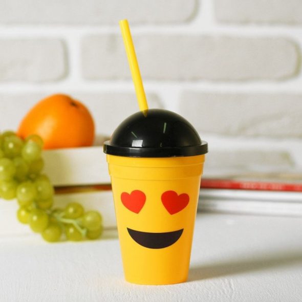 Многоразовые стаканчики с крышкой и трубочкой для напитков (коктейлей ...